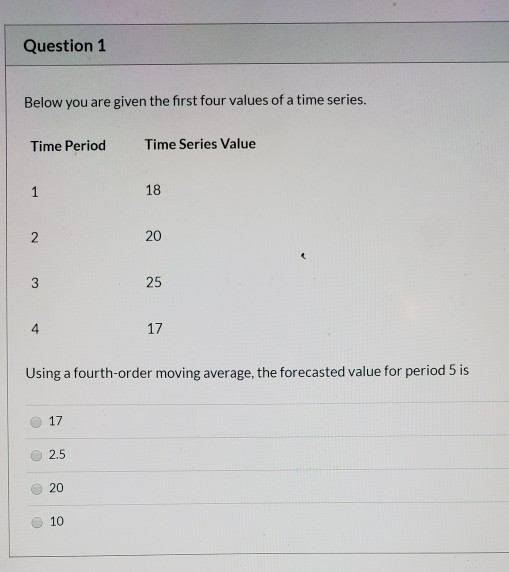 Solved Question 1 Below you are given the first four values | Chegg.com