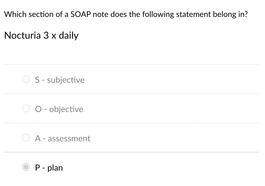 Solved Which section of a SOAP note does the following | Chegg.com