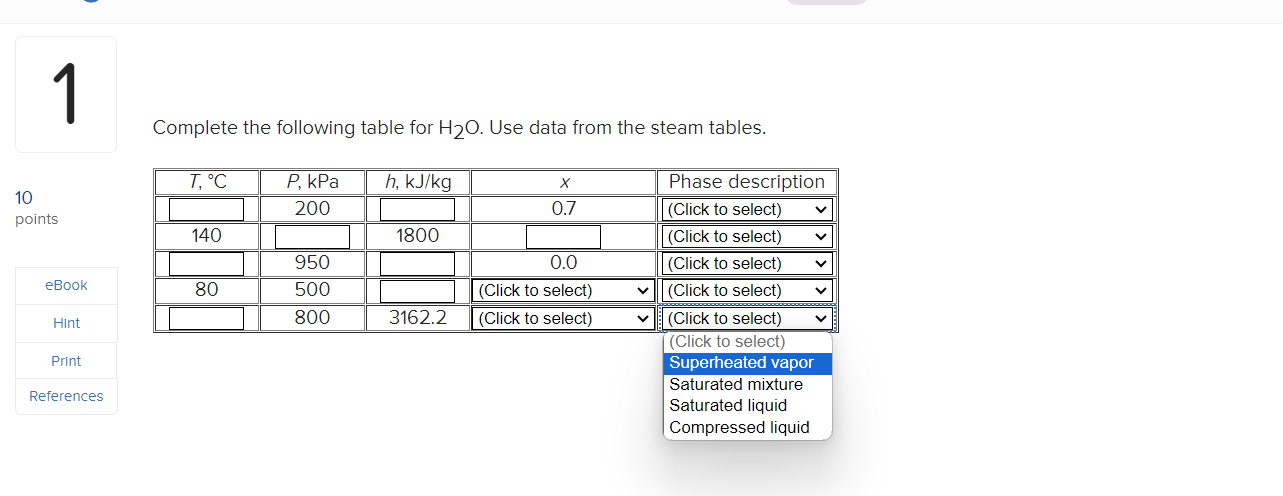 Solved Complete the following table for H2O. Use data from | Chegg.com