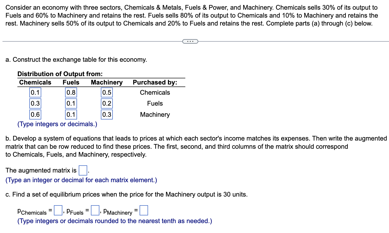 Solved Consider an economy with three sectors, Chemicals \& | Chegg.com