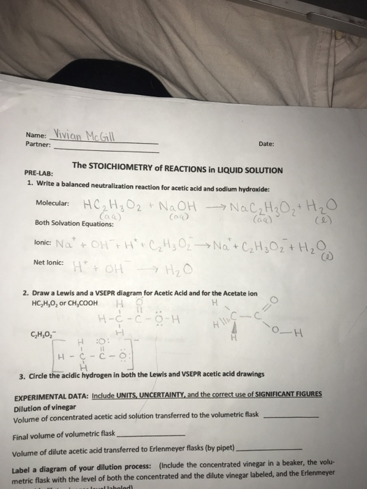 Solved This is a pre-lab for a Stoichiometry lab which I | Chegg.com