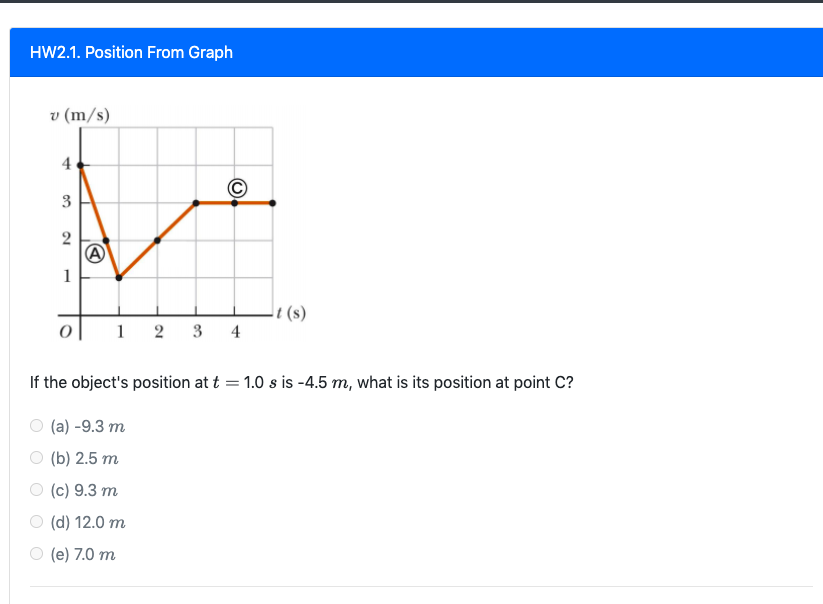 Solved Hw2 1 Position From Graph If The Objects Position