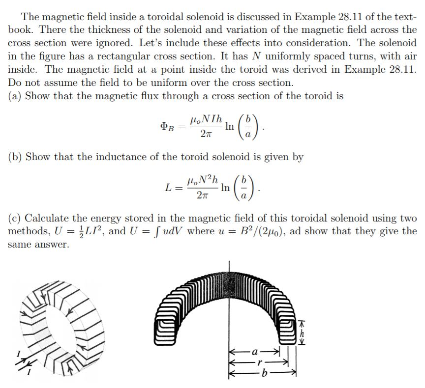 Solved The magnetic field inside a toroidal solenoid is | Chegg.com
