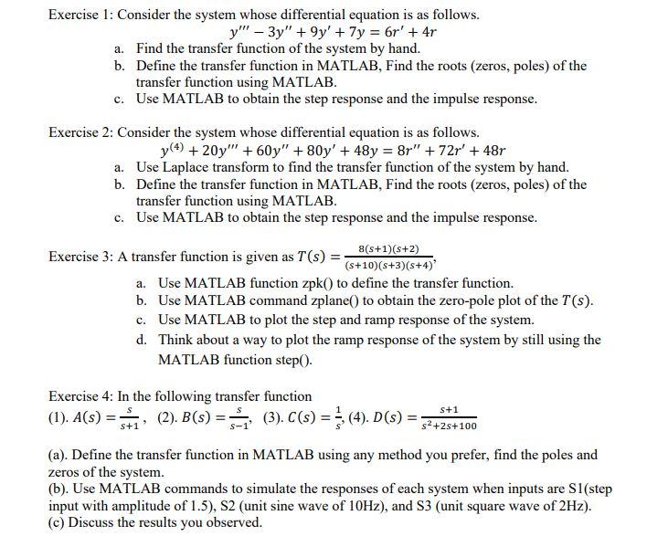 Solved Exercise 1 Consider The System Whose Differential 