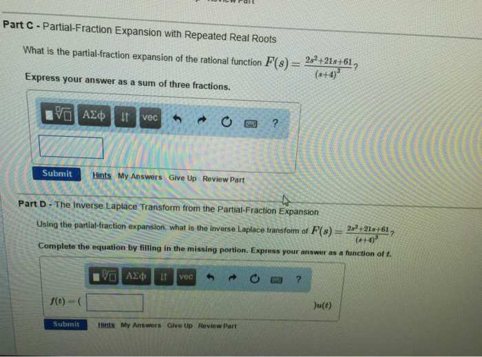 Solved Partial-Fraction Expansion with Repeated Real Roots | Chegg.com
