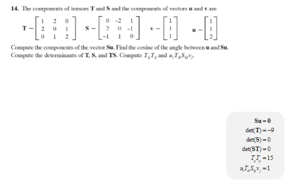 Solved 14. The components of tensors \\( \\mathbf{T} \\) and | Chegg.com
