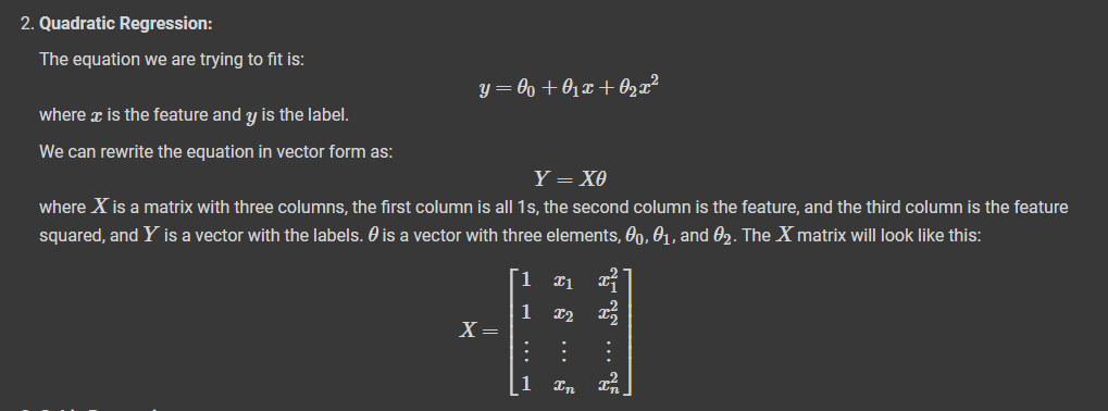 Solved 2. Quadratic Regression: The equation we are trying | Chegg.com