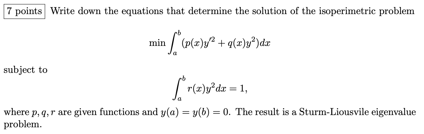 Write down the equations that determine the solution | Chegg.com