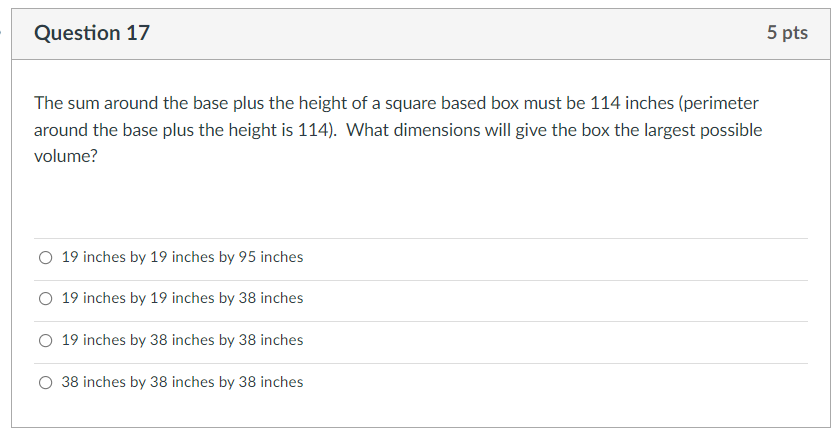 Solved Question 17 5 pts The sum around the base plus the | Chegg.com