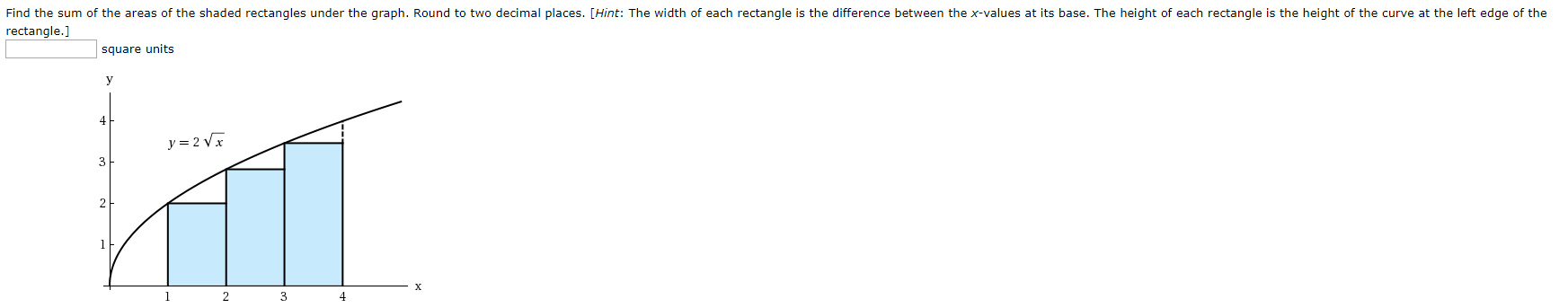 Solved Find the sum of the areas of the shaded rectangles | Chegg.com