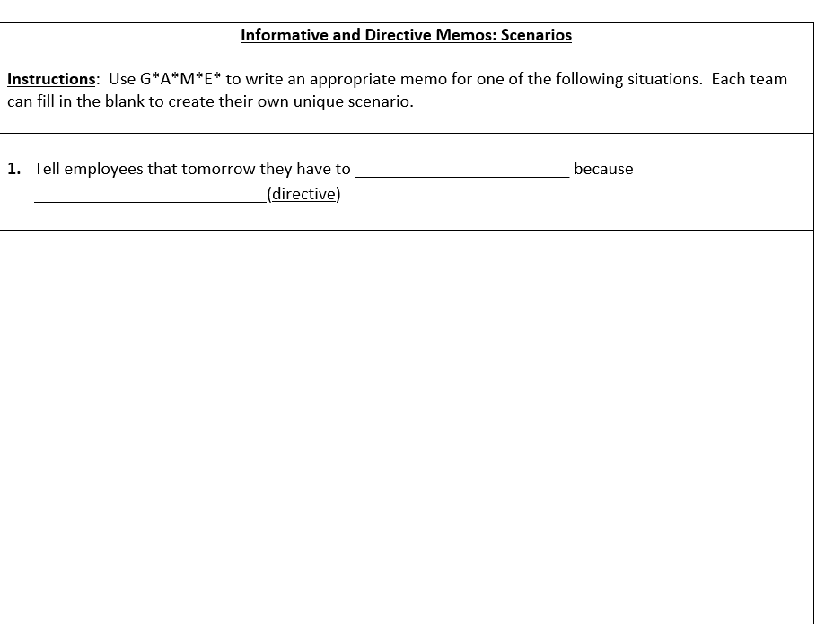 Solved Informative and Directive Memos: Scenarios | Chegg.com