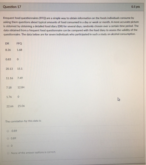 Solved Frequent food questionnaires (FFQ) are a simple way | Chegg.com