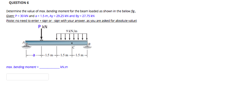 Solved QUESTION 6 Determine the value of max. bending moment | Chegg.com