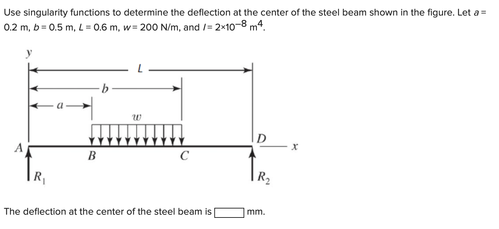 Solved Use singularity functions to determine the deflection | Chegg.com