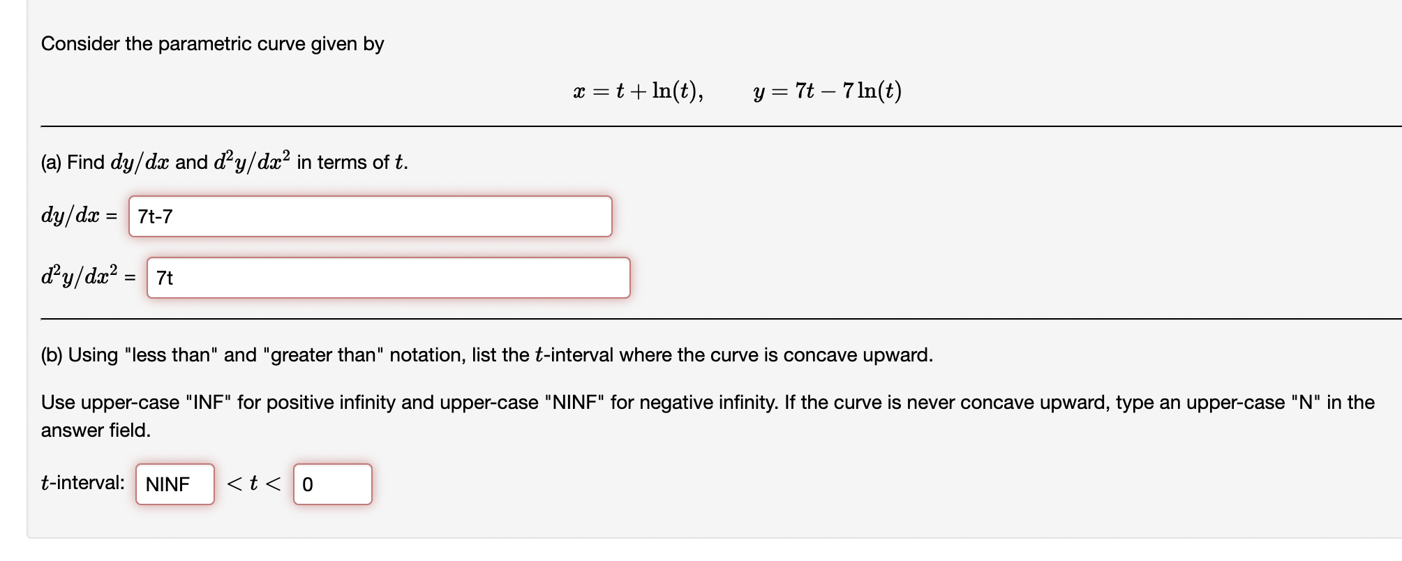 Solved Consider the parametric curve given by x = t + ln(t), | Chegg.com