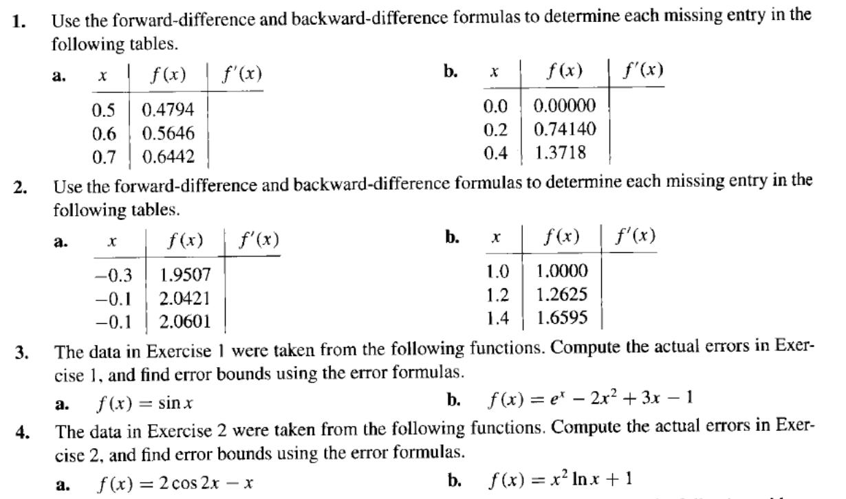 Solved 1. a. 2. X Use the forward-difference and | Chegg.com