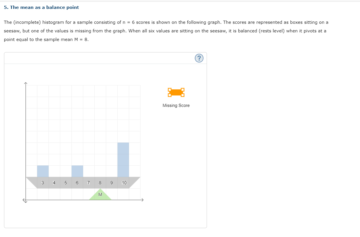Solved 5. The mean as a balance point The incomplete) | Chegg.com
