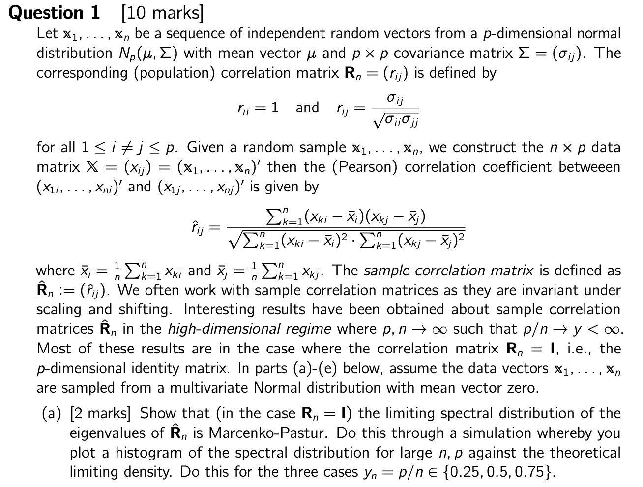 Question 1 [10 marks] Let X1, ..., Xn be a | Chegg.com