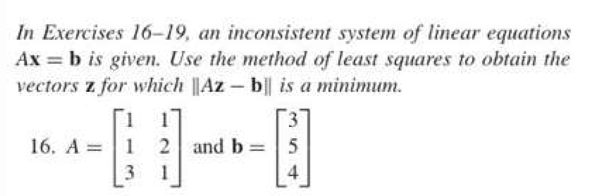 Solved In Exercises 16-19, an inconsistent system of linear | Chegg.com