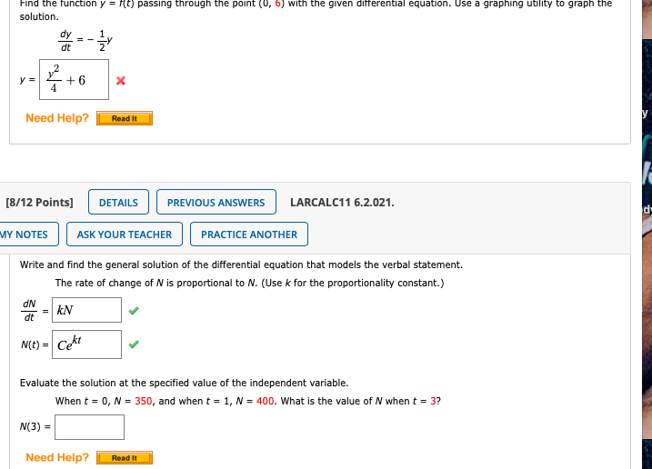 Solved Find the function y = f(t) passing through the | Chegg.com