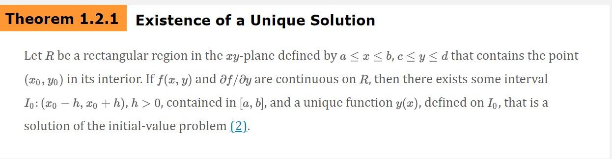 Solved Theorem 1.2.1 Existence of a Unique Solution Let R be | Chegg.com
