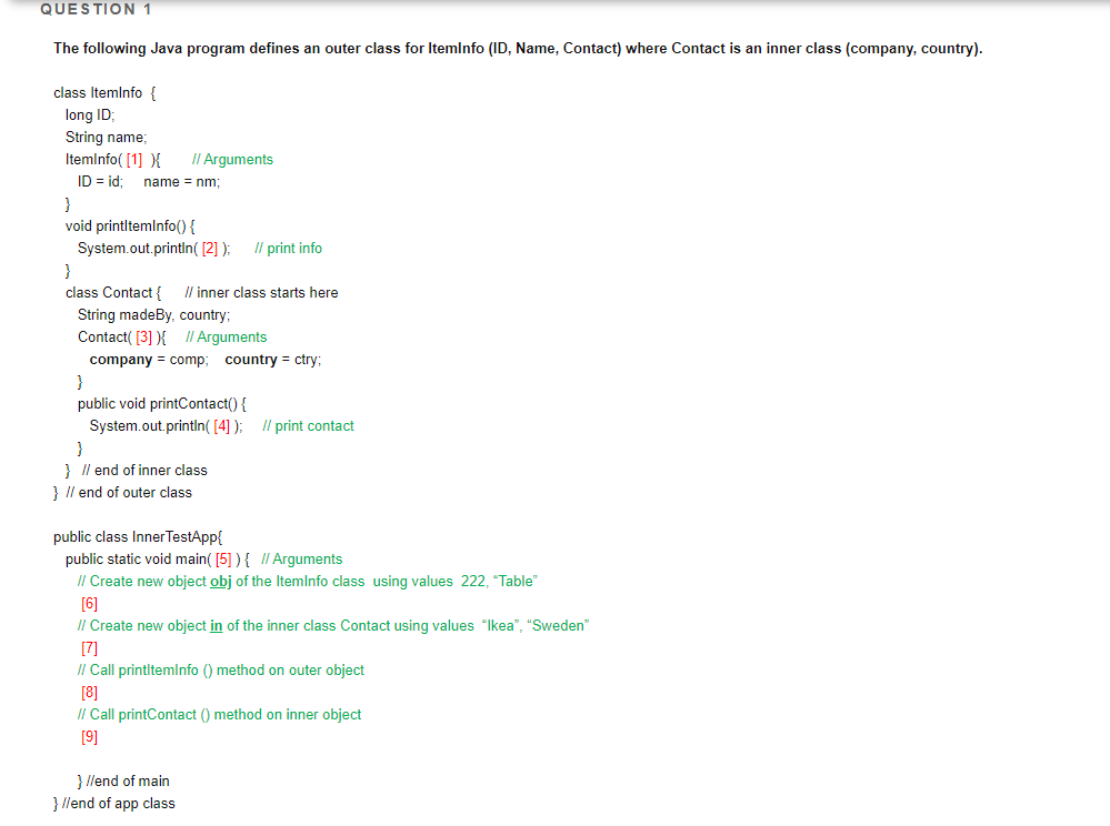 Solved QUESTION 1 The following Java program defines an | Chegg.com