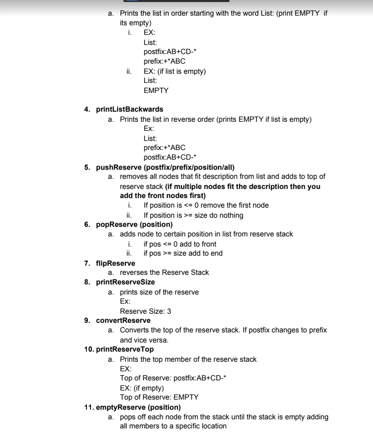 Solved COSC2430 Homework 3: Lists, Stacks, Postfix, and | Chegg.com