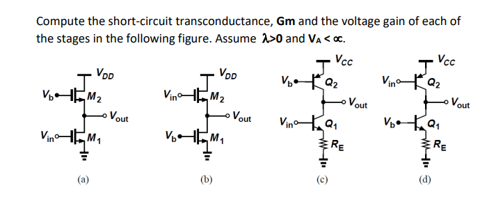 Solved Compute the short-circuit transconductance, Gm and | Chegg.com