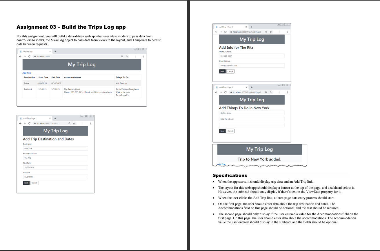 Solved Assignment 03 - Build the Trips Log appFor this | Chegg.com Solved Assignment 03 - Build the Trips Log appFor this | Chegg.com