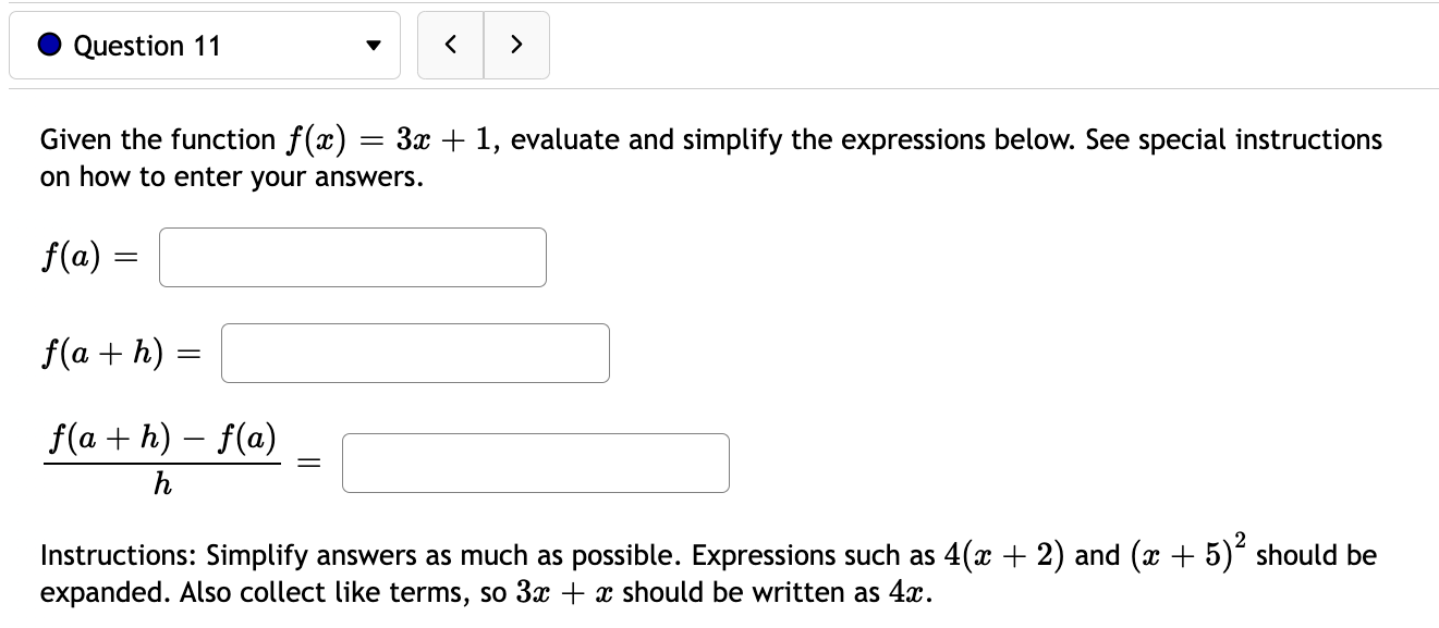 Solved Given The Function F X 3x 1 Evaluate And Simplify