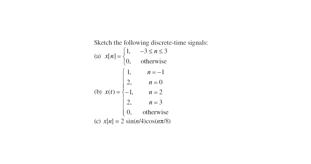 Solved Sketch the following discrete-time signals: 1. -3 | Chegg.com
