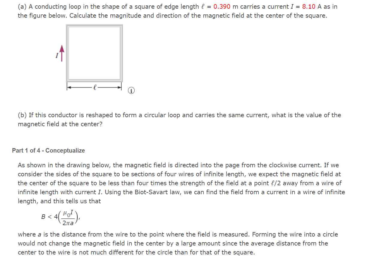 Solved A A Conducting Loop In The Shape Of A Square Of 2052