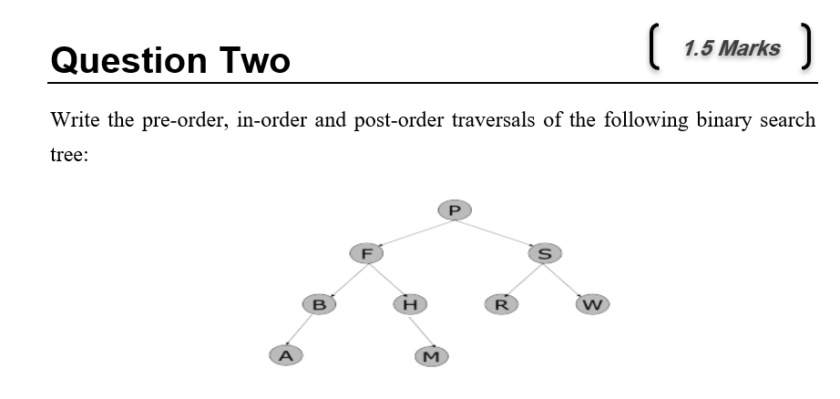 Solved ( Question One 2.5 Marks ) Write a complete Program | Chegg.com
