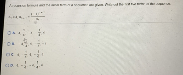 Solved A Recursion Formula And The Initial Term Of A