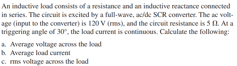 Solved An inductive load consists of a resistance and an | Chegg.com