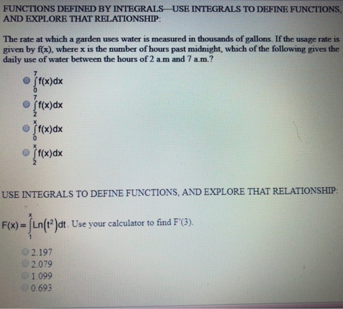 Solved FUNCTIONS DEFINED BY INTEGRALS USE INTEGRALS TO | Chegg.com