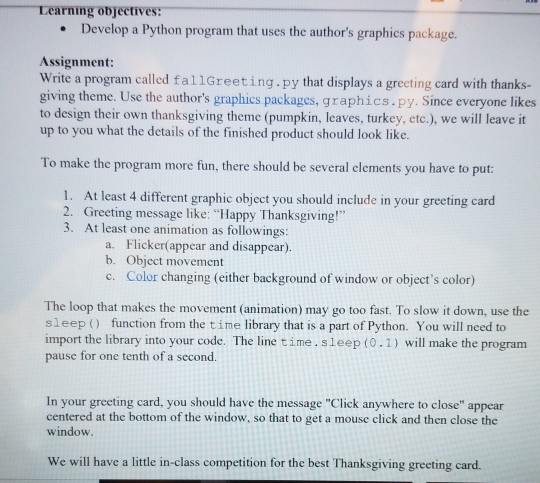 Solved Learning objectives: Develop a Python program that | Chegg.com