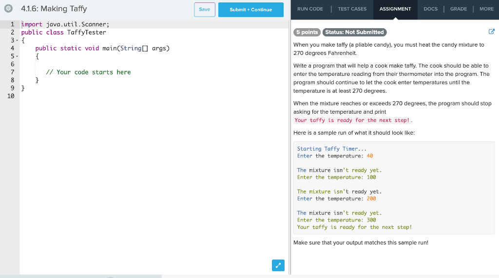 Solved Save Submit + Continue RUN CODE TEST CASES ASSIGNMENT | Chegg.com