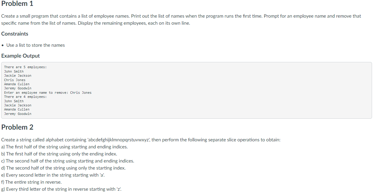 Solved Create a small program that contains a list of | Chegg.com