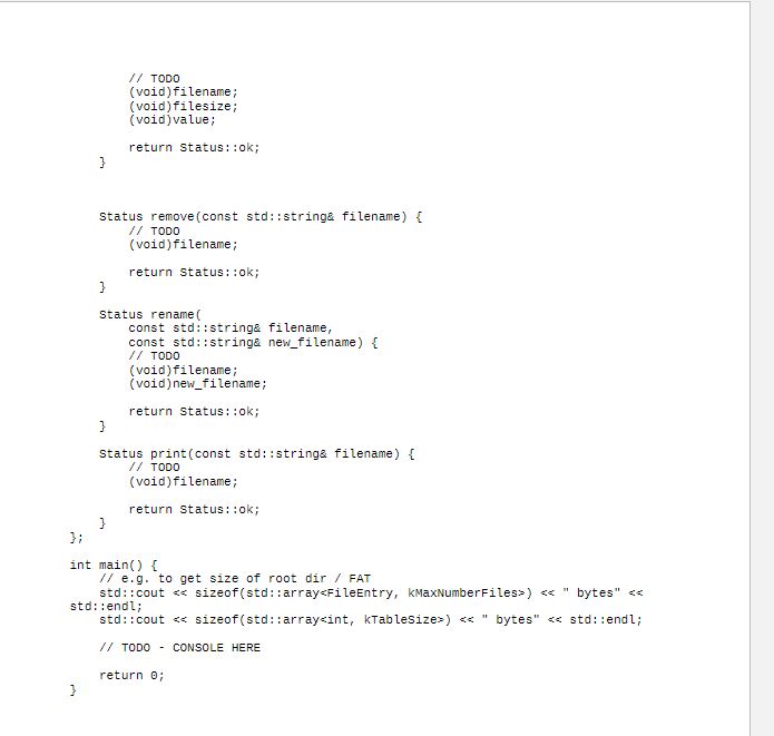 Solved Interface and Specification// TODO (void)filename; | Chegg.com
