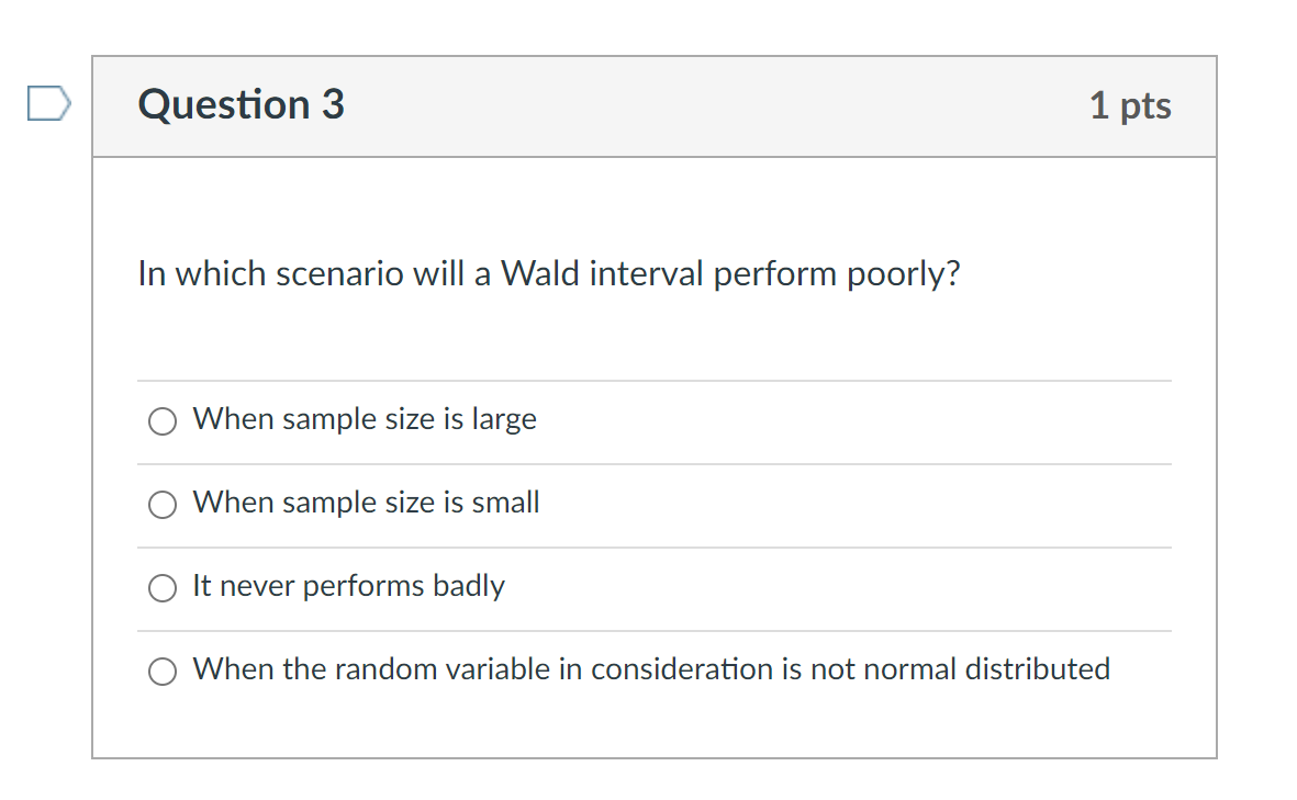 Solved In which scenario will a Wald interval perform | Chegg.com