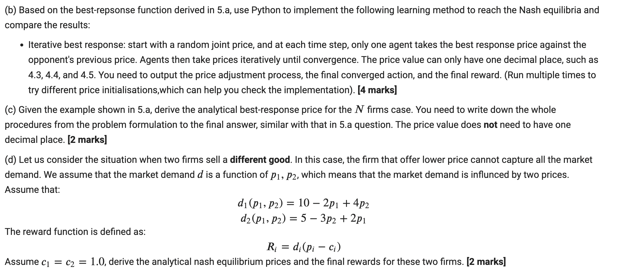 Solved The Bertrand model of oligopoly models a market | Chegg.com