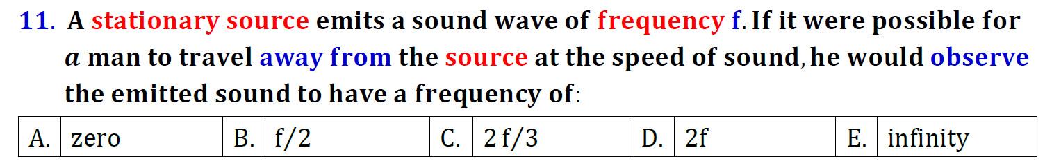 Solved 11. A stationary source emits a sound wave of | Chegg.com