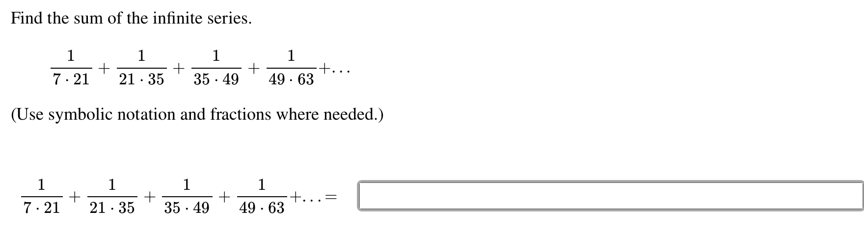 Solved Find the sum of the infinite series. 1 1 1 + 1 +.. | Chegg.com