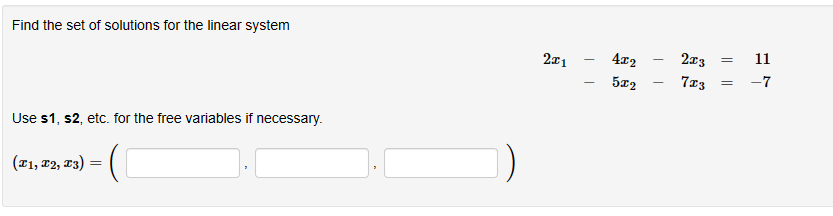 Solved Find the set of solutions for the linear system | Chegg.com