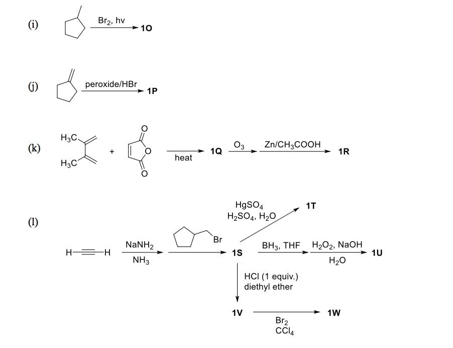 Solved (i) Br2, hv 10 6) peroxide/HBr 1P H3C. 03 Zn/CH3COOH | Chegg.com
