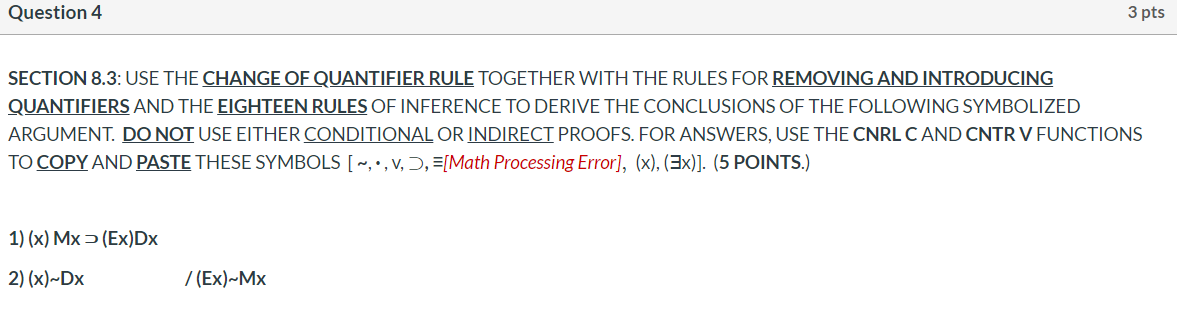 Solved SECTION 8.3: USE THE CHANGE OF QUANTIFIER RULE | Chegg.com