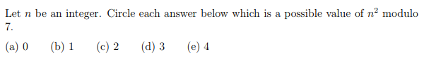 Solved Let n be an integer. Circle each answer below which | Chegg.com