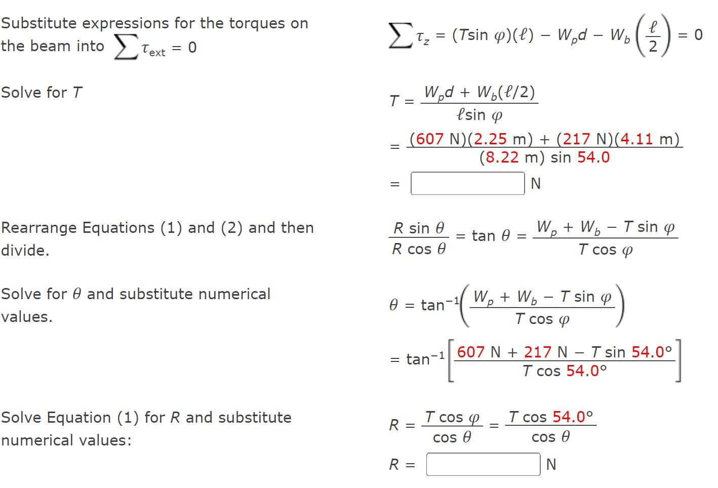 Solved Substitute expressions for the torques on the beam | Chegg.com