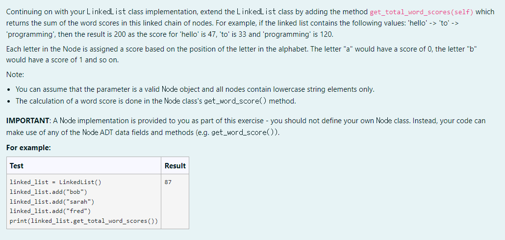 Solved in python please previous code class LinkedList: | Chegg.com Solved in python please previous code class LinkedList: | Chegg.com